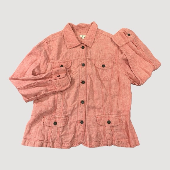 J. Jill | Jackets & Coats | J Jill 0 Linen Pink Utility Jacket Xl ...